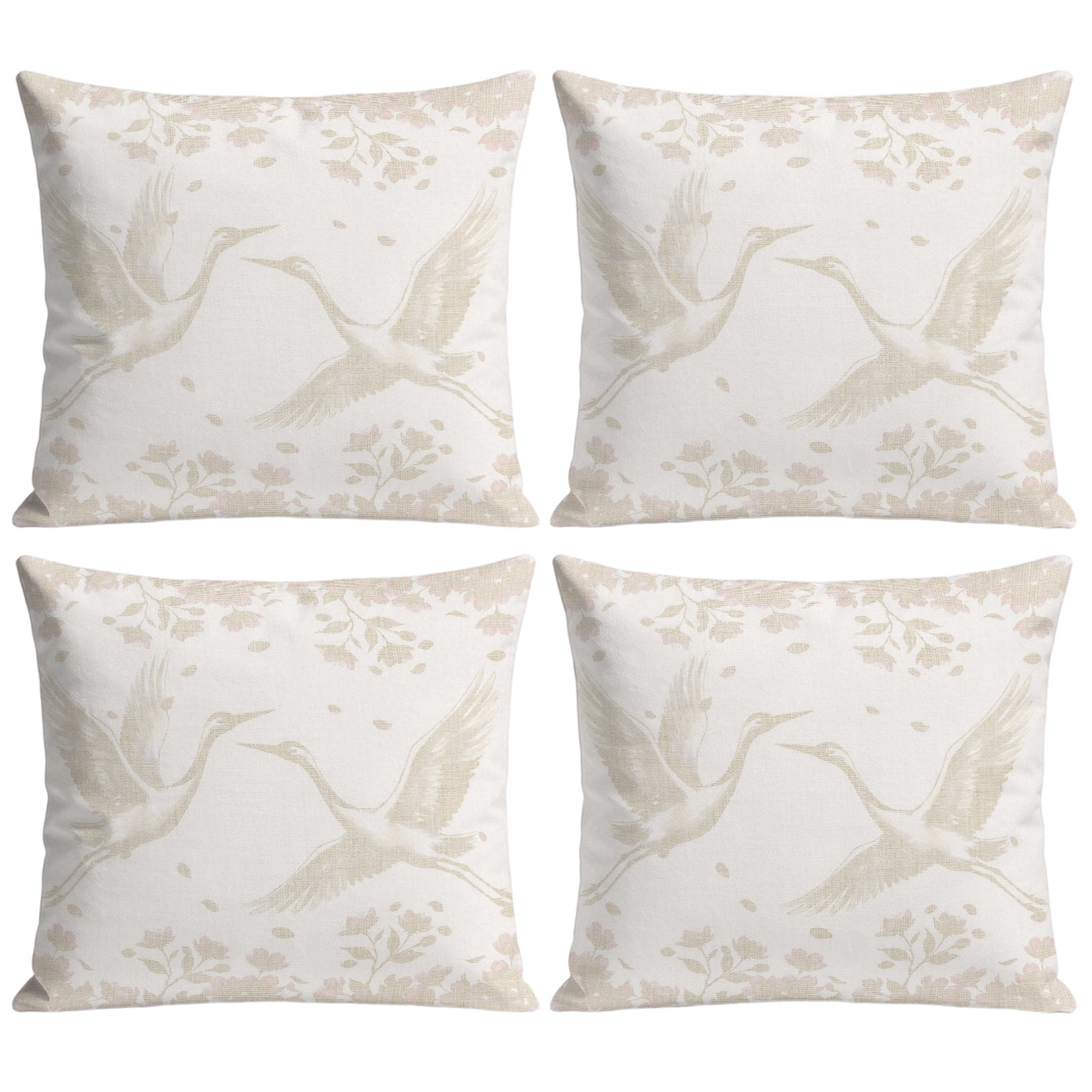 Beige Crane Silhouette Throw Pillow Covers 20 x 20 Inch Pillow Covers ...