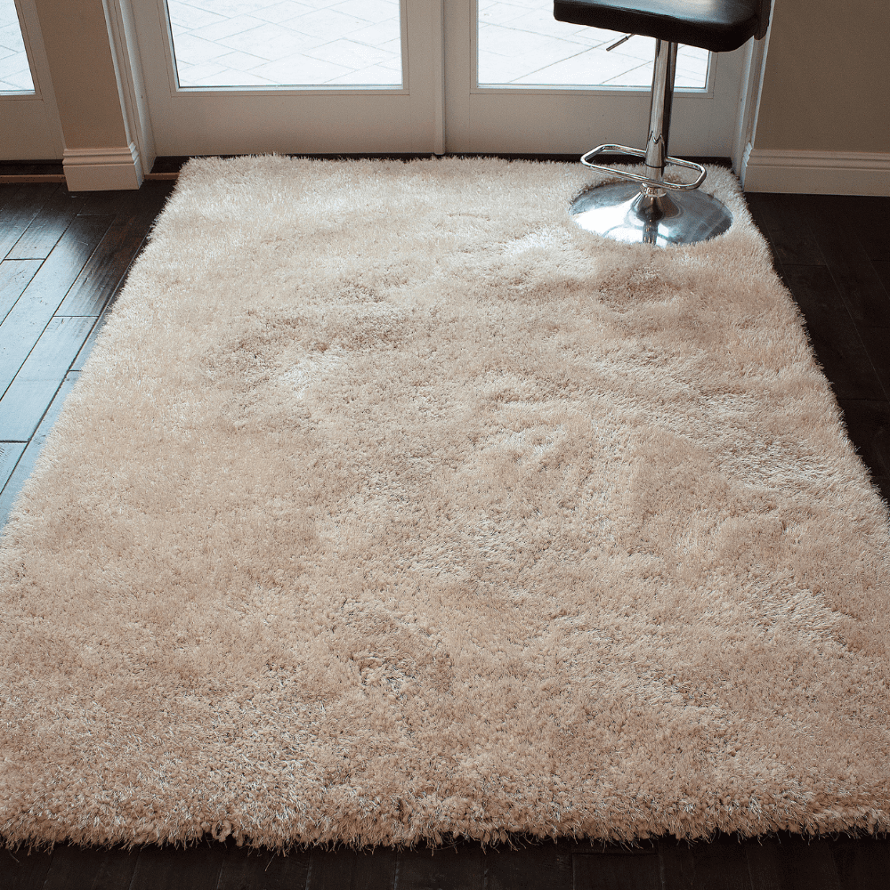 Beige Cream 5x7 Shag Area Rug, Modern Contemporary Design for Living ...