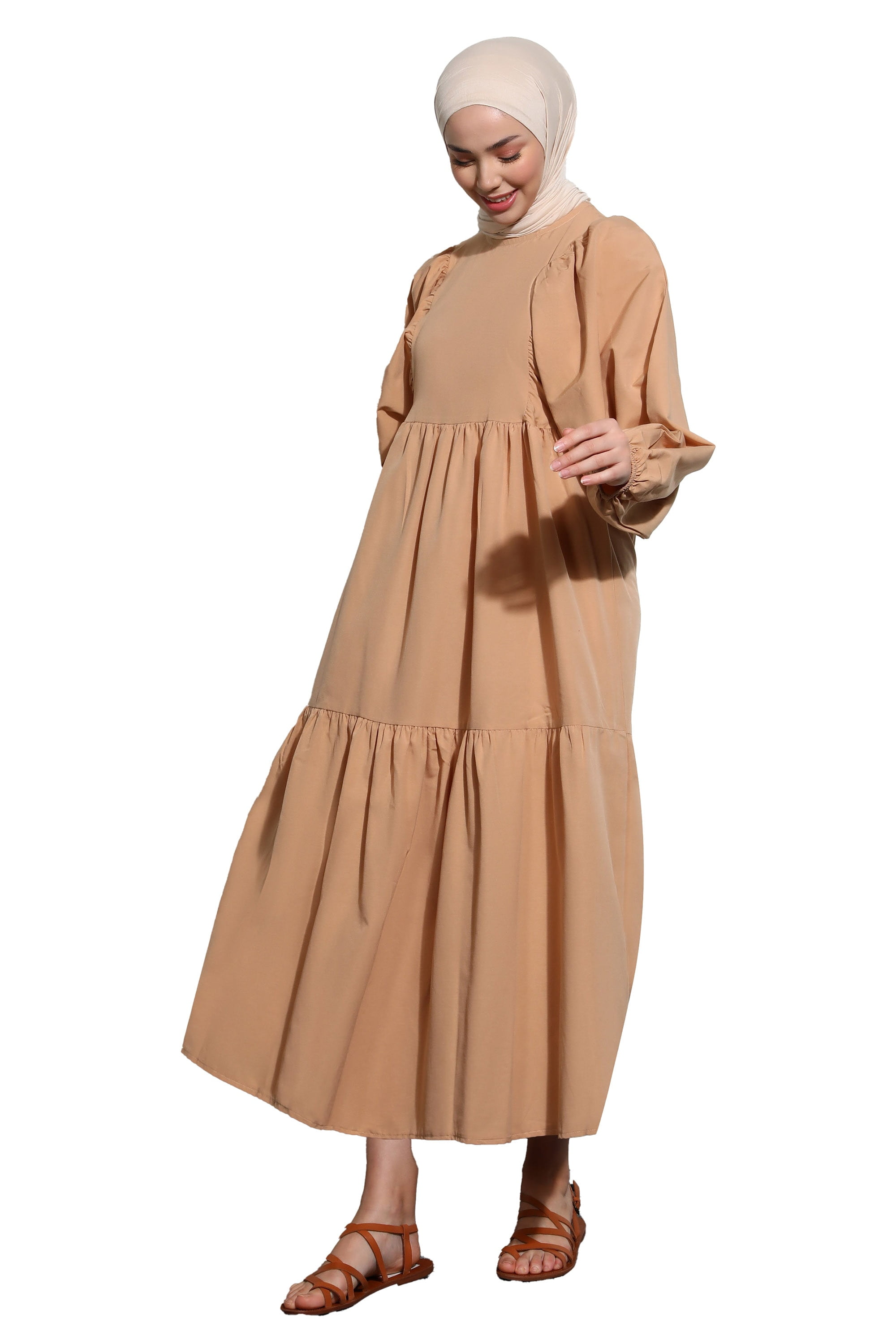 Beige - Crew neck - Unlined - Modest Dress - Benin - Walmart.com
