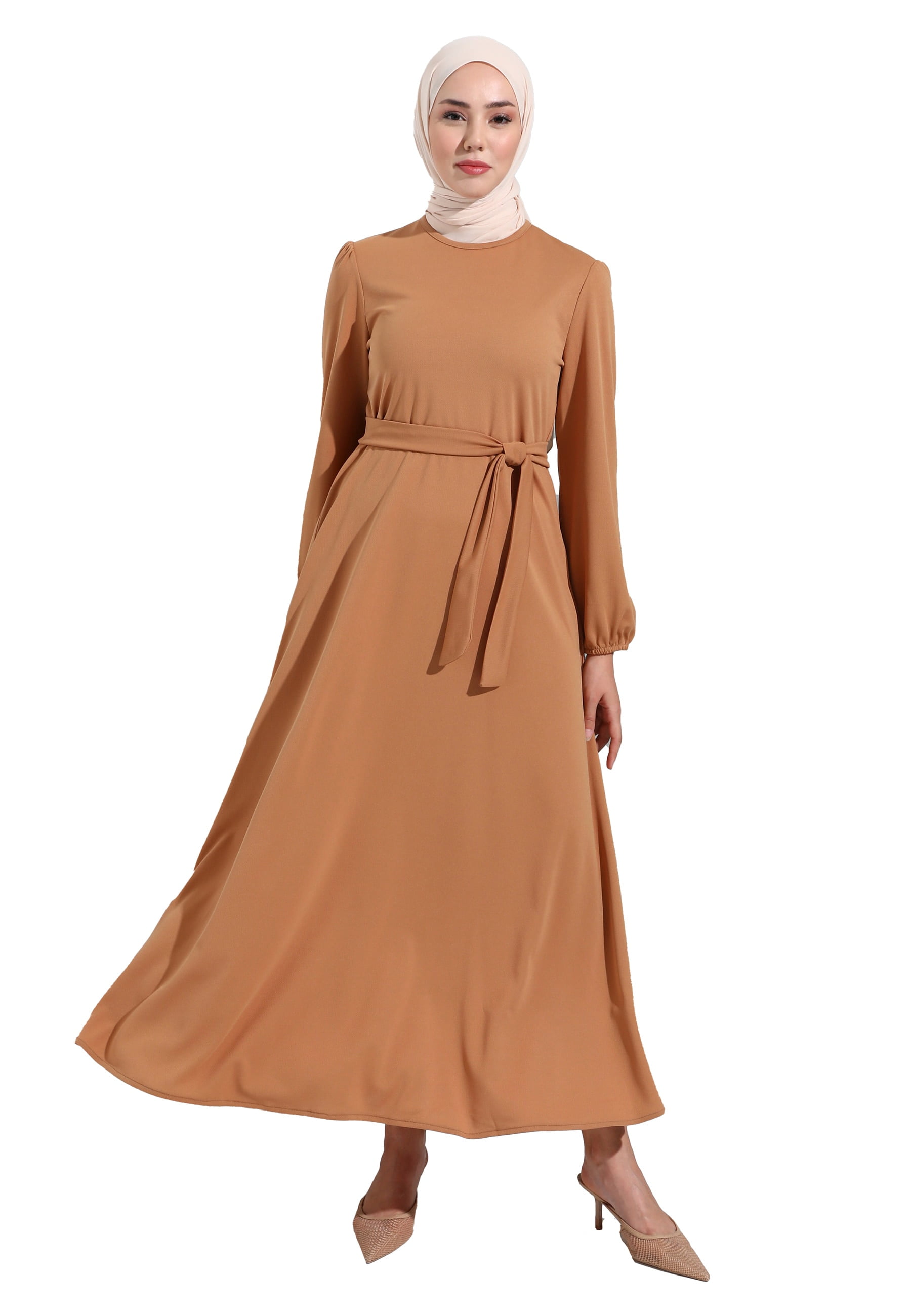 Beige - Crew neck - Unlined - Modest Dress - Refka - Walmart.com