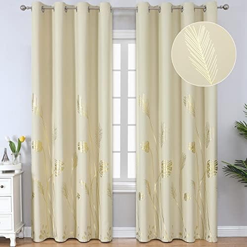 Beige Curtains 102 Inches Long, Room Darkening Curtains for Bedroom ...