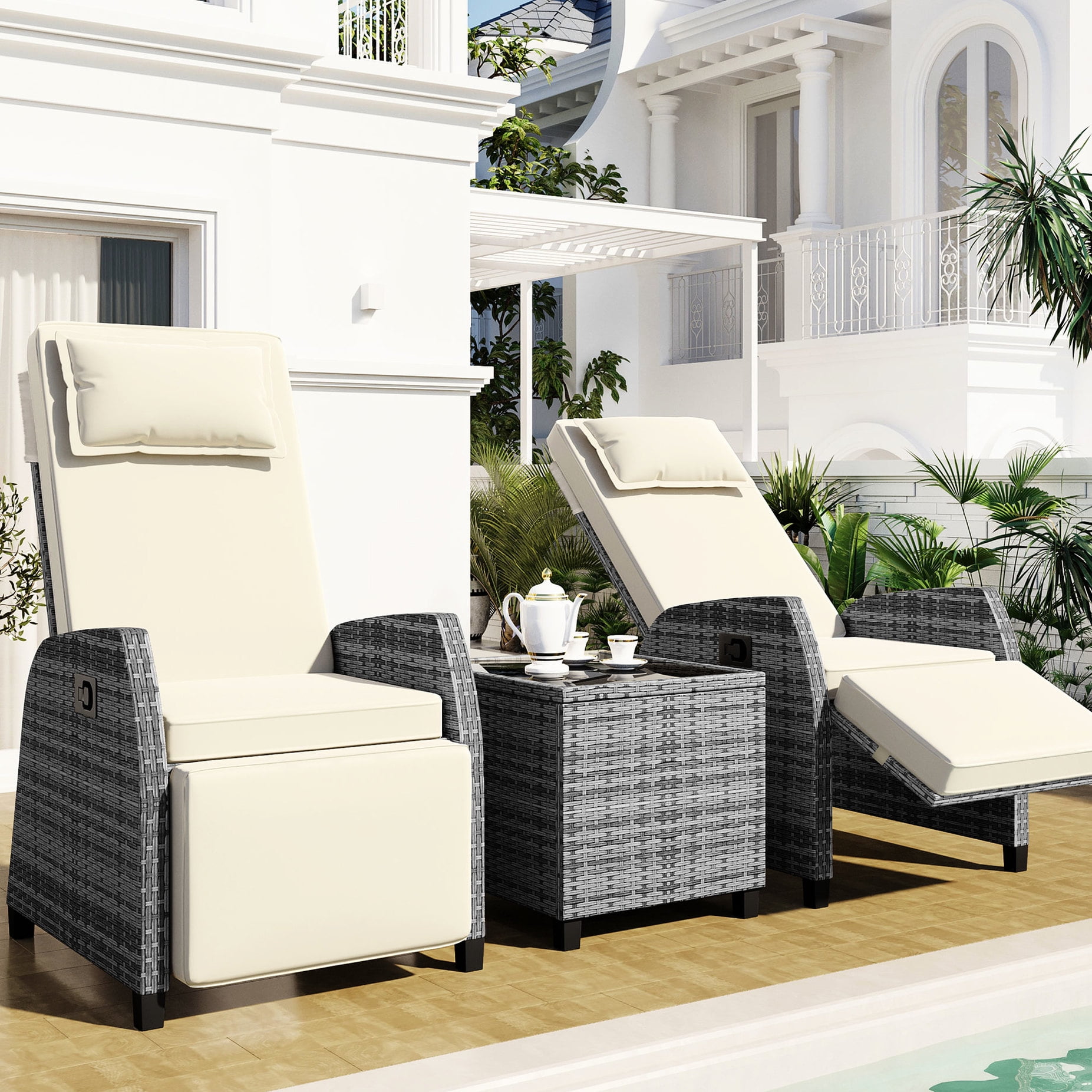 Beige Cushions - Easy Assembly Process - Residential Balcony Use ...