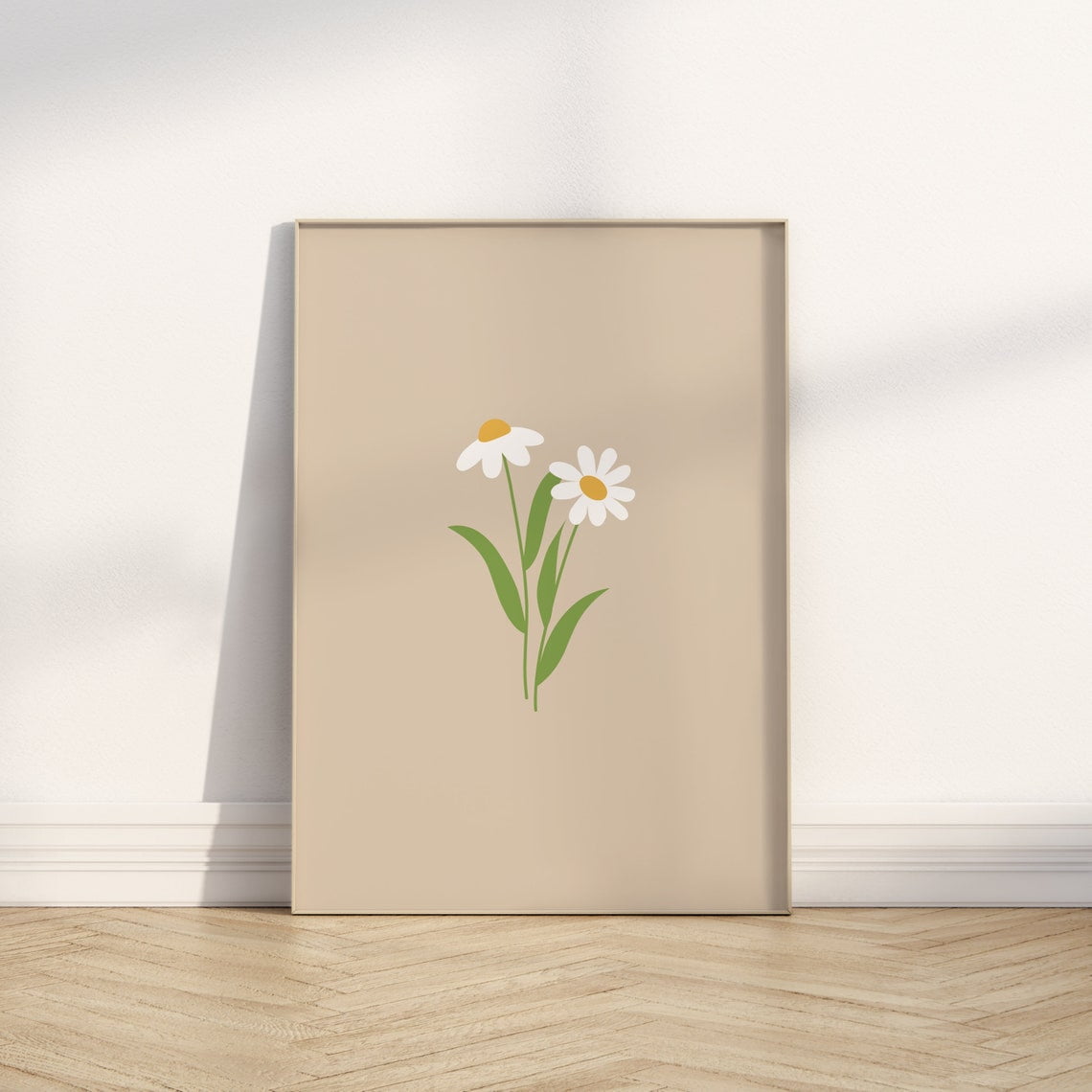 Beige Daisy Print // Daisy Wall Art, Nursery Print, Boho Floral Print ...