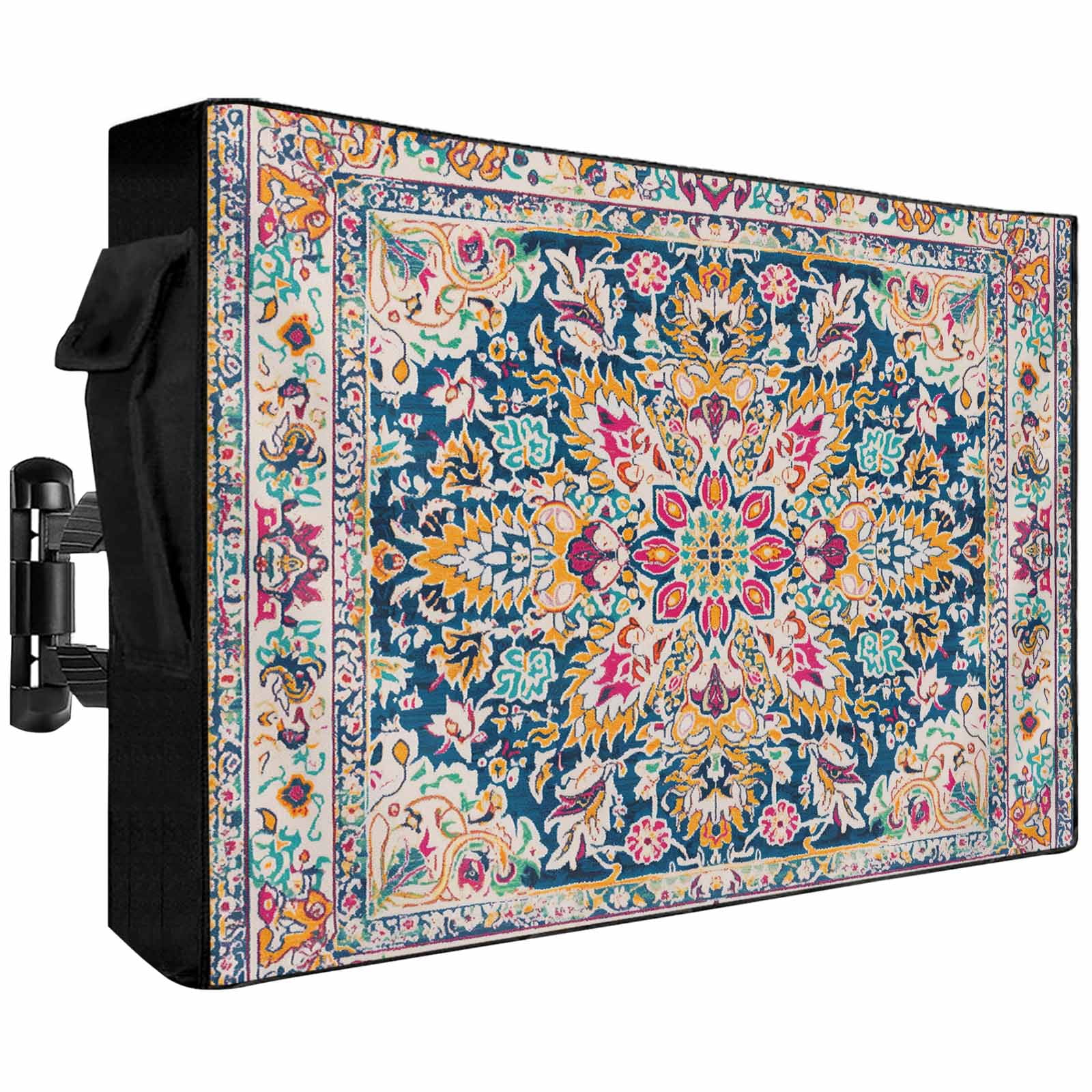 Beige Dark Blue Red Orange Flower Outdoor TV Cover 30 to 32 inch Ethnic ...