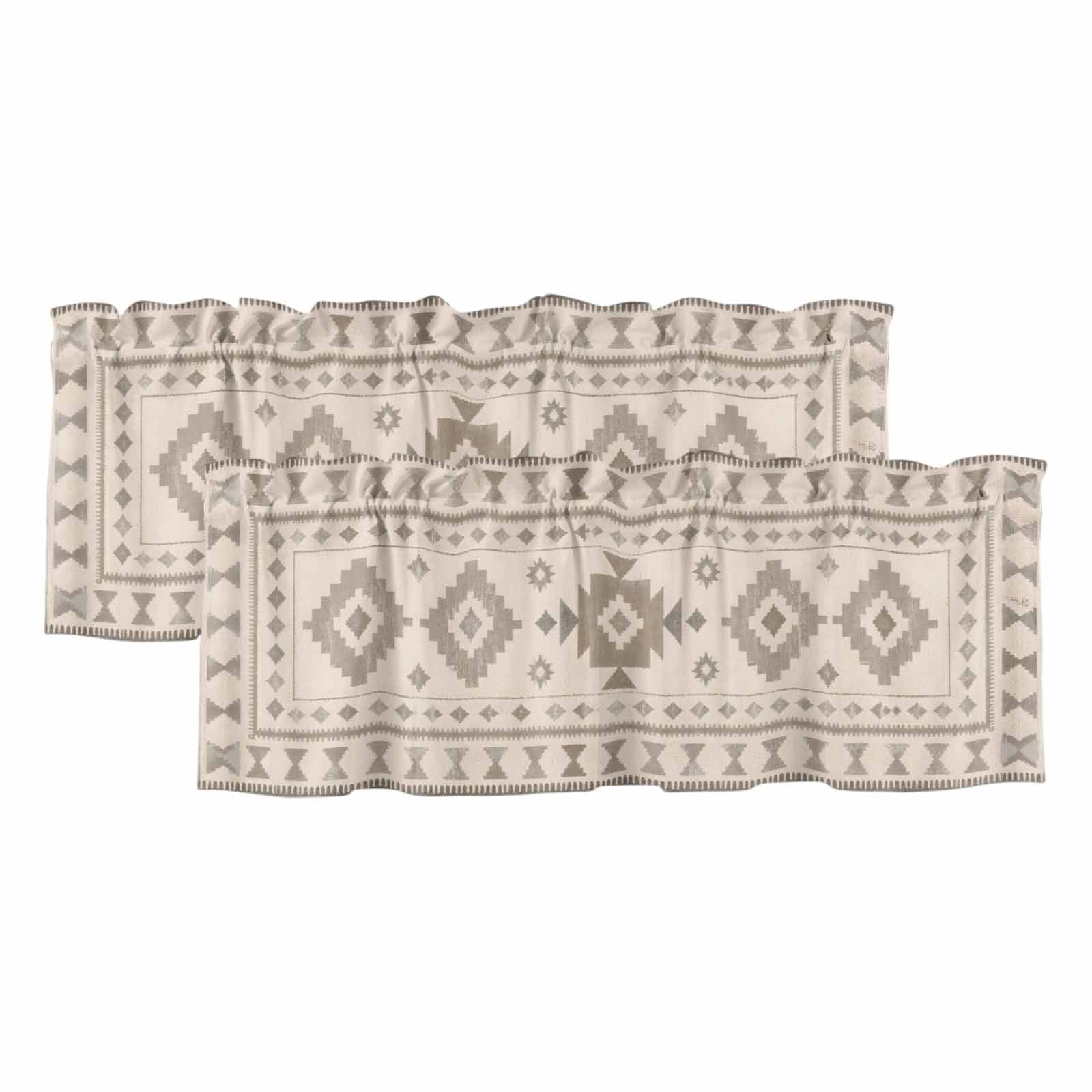 Beige Diamond Motifs 2 Panels Kitchen Valance, Boho Tribal Ethnic ...
