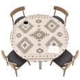 Beige Diamond Motifs Round Fitted Table Cover Boho Tribal Ethnic ...