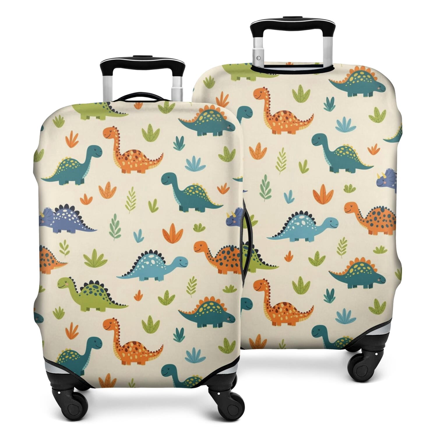 Beige Dinosaurs Plants Leaves Pattern Luggage Cover Fashion Suitcase ...