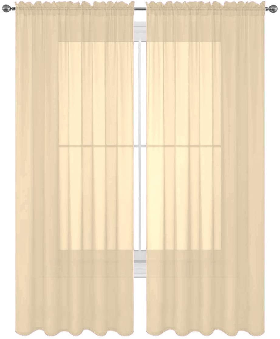 Beige Drape/Panels/Scarves/Treatment Beautiful Sheer Voile Window ...