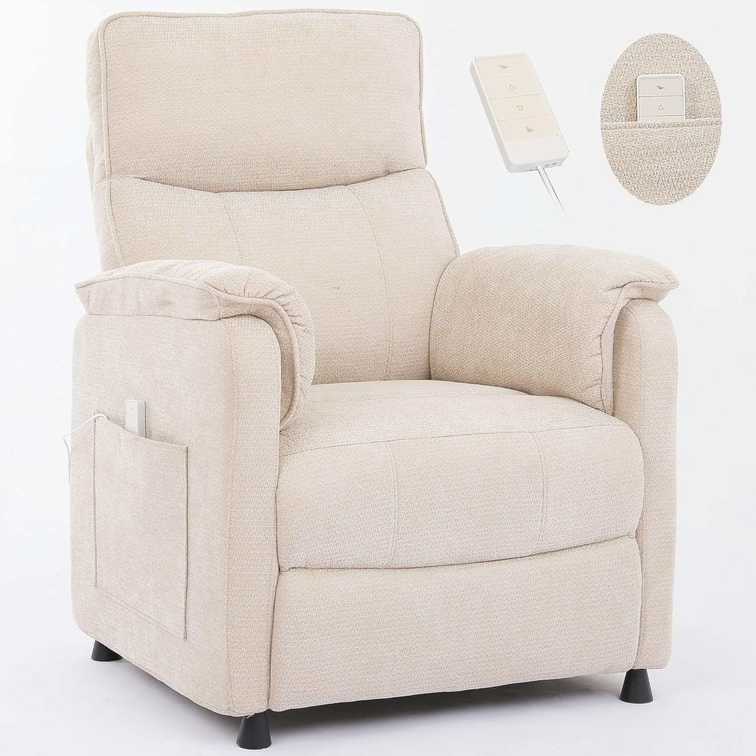 Beige Electric Recliner Chairs for Adults, Comfy Power Recliners with ...
