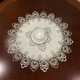 Beige Embroidered Lace Tablecloth Lace Coffee Table Cover Oval Hollow ...