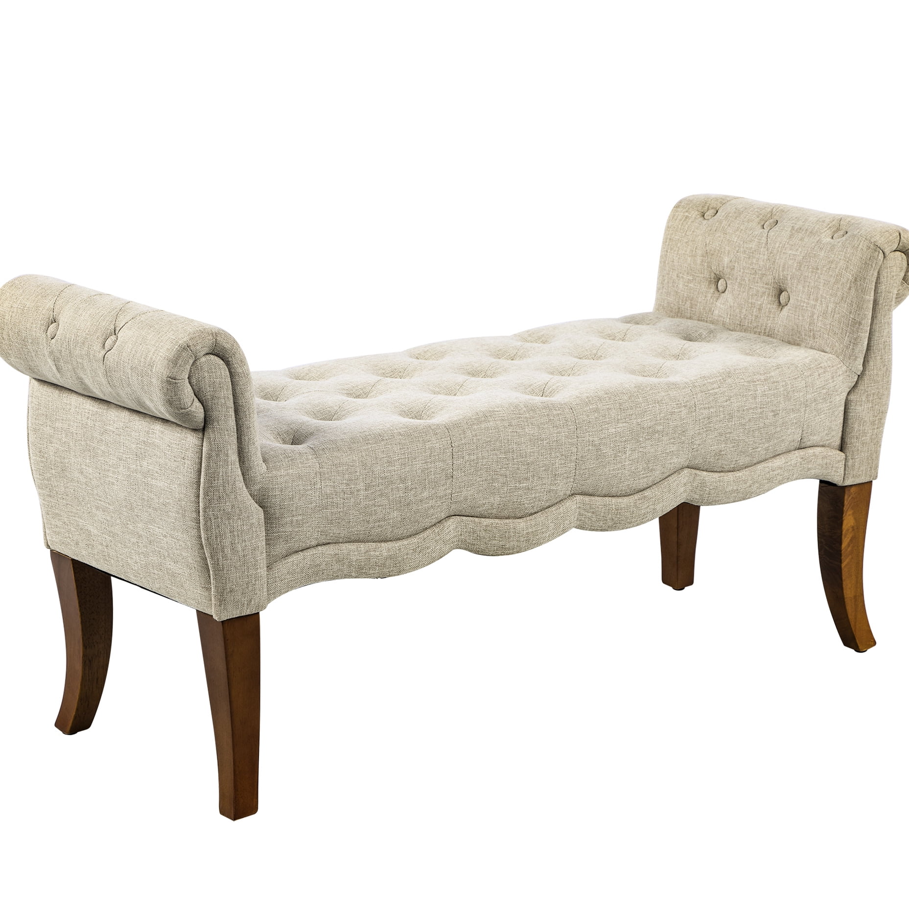 Beige Entryway Bench With Rounded Arm - Traditional For A Captivating ...