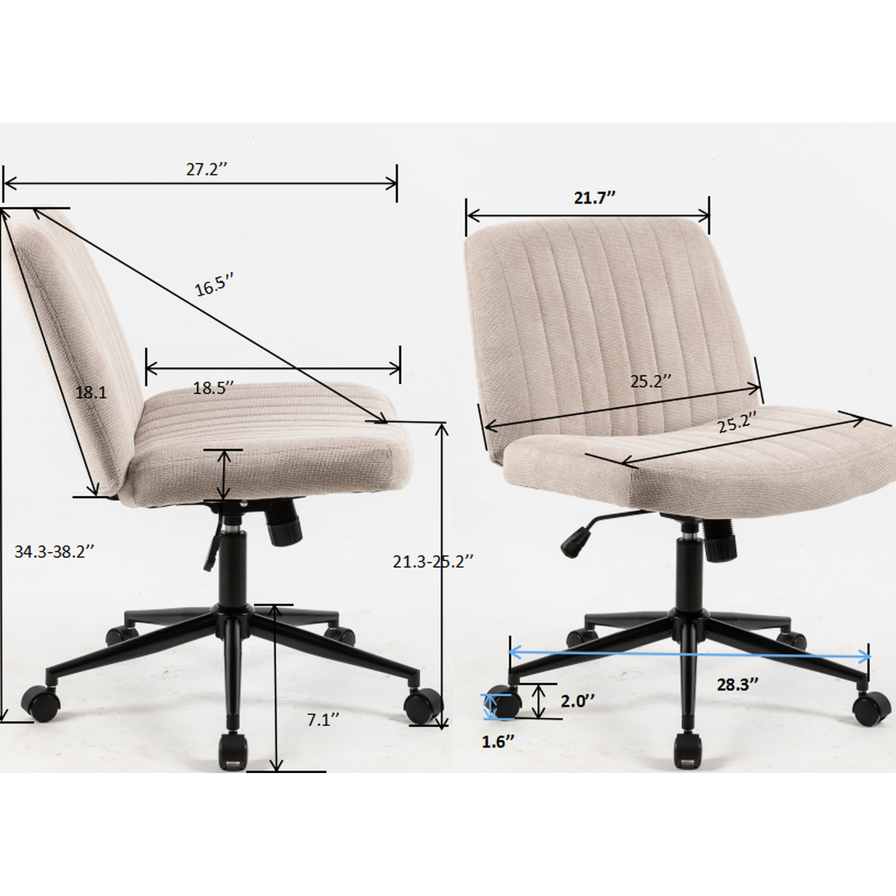 Beige Fabric Chair With Adjustable Height, Swivel, And Soft Padding For ...