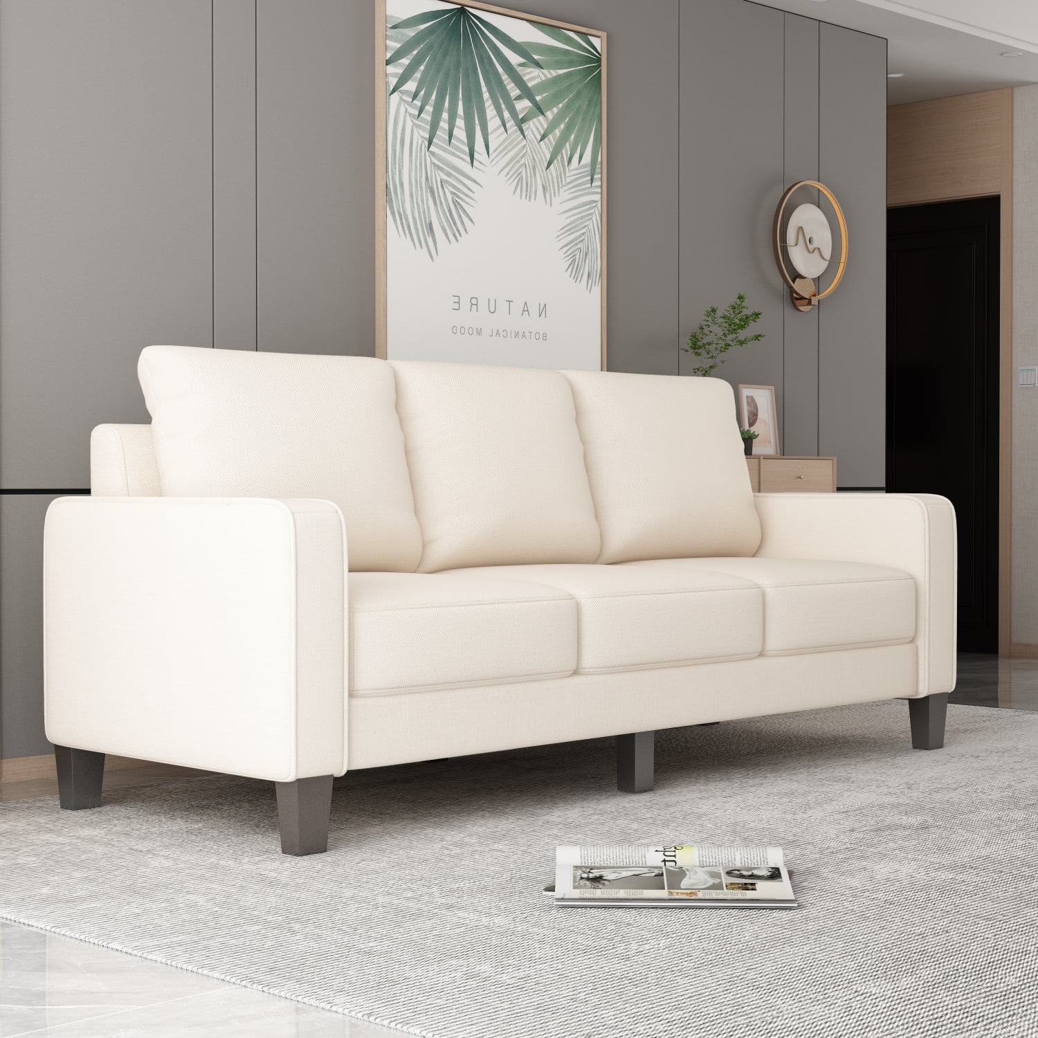 Beige Fabric Modern Living Room Furniture Sofa with Comfortable ...