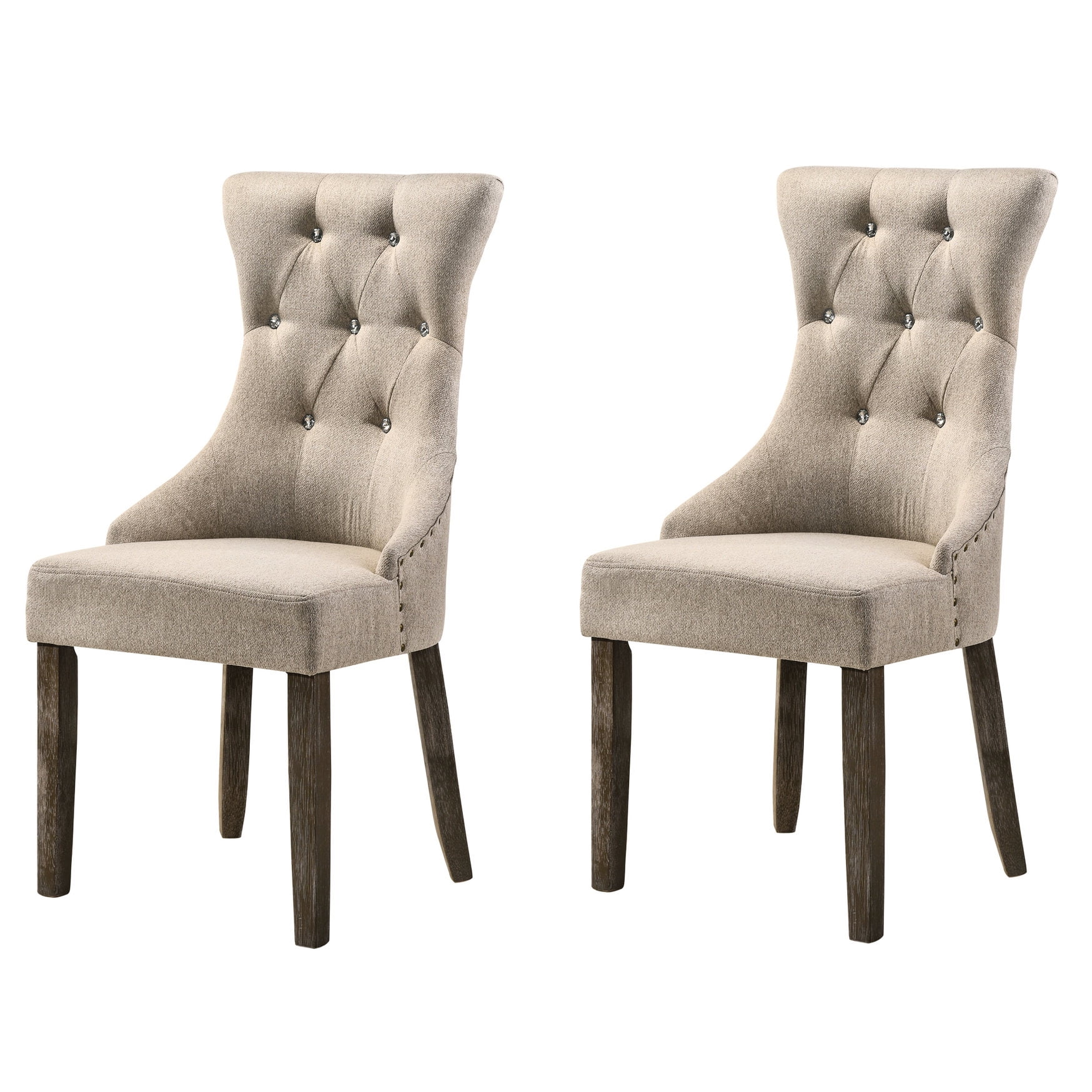 Beige Fabric & Reclaimed Grey Legs - Tufted Hourglass Back Style ...