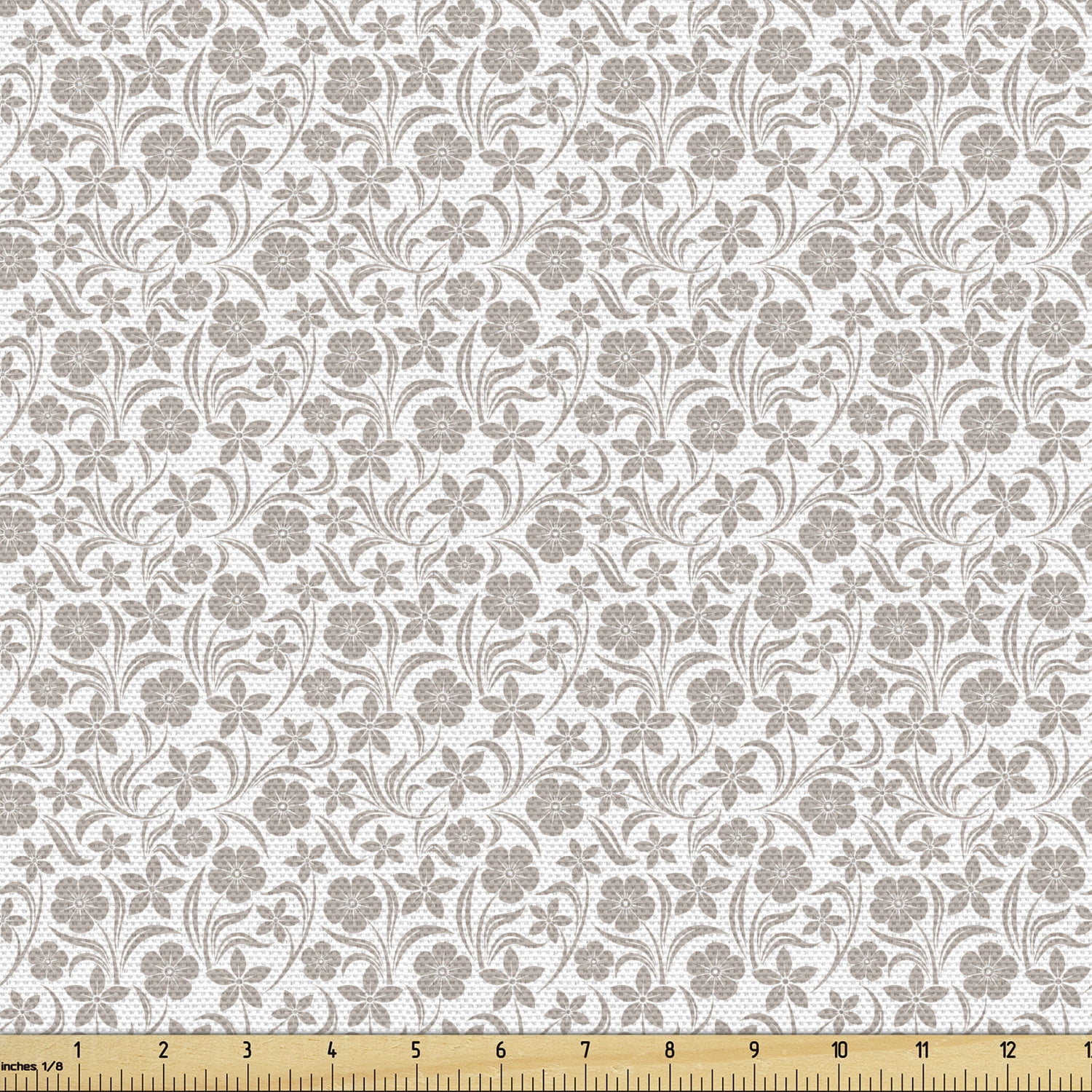Ambesonne Beige Fabric by the Yard Upholstery, Gentle Floral Nature, 10 ...