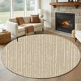 Beige Faded Stripes 8FT Round Area Rugs for Living Room Vintage ...