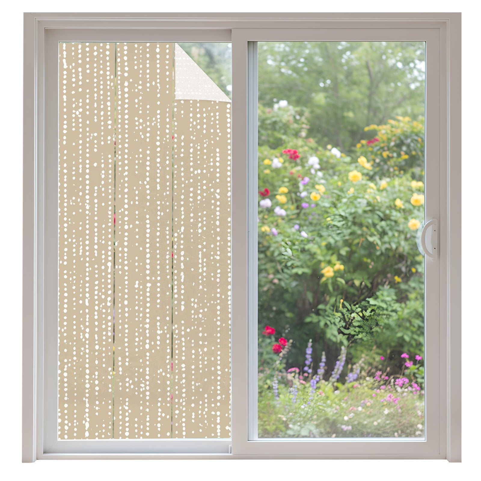 Beige Faded Stripes Window Privacy Film Vintage Abstract Art Minimalist ...