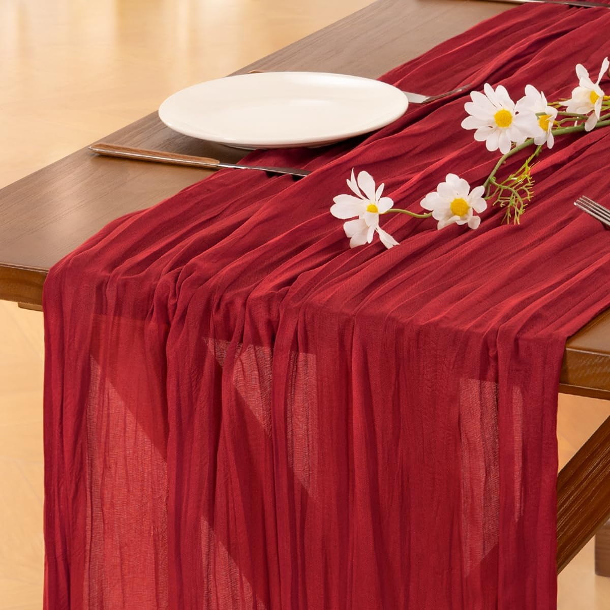 Beige Fall Thanksgiving Cheesecloth Table Runner Boho Rustic Gauze 120 ...