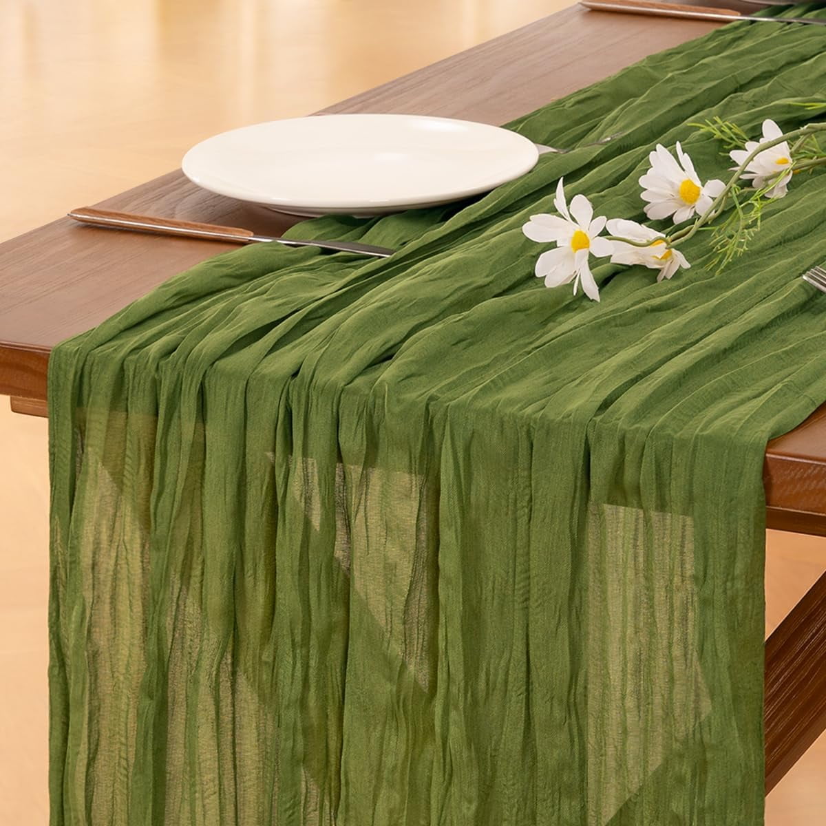 Beige Fall Thanksgiving Cheesecloth Table Runner Boho Rustic Gauze 120 ...