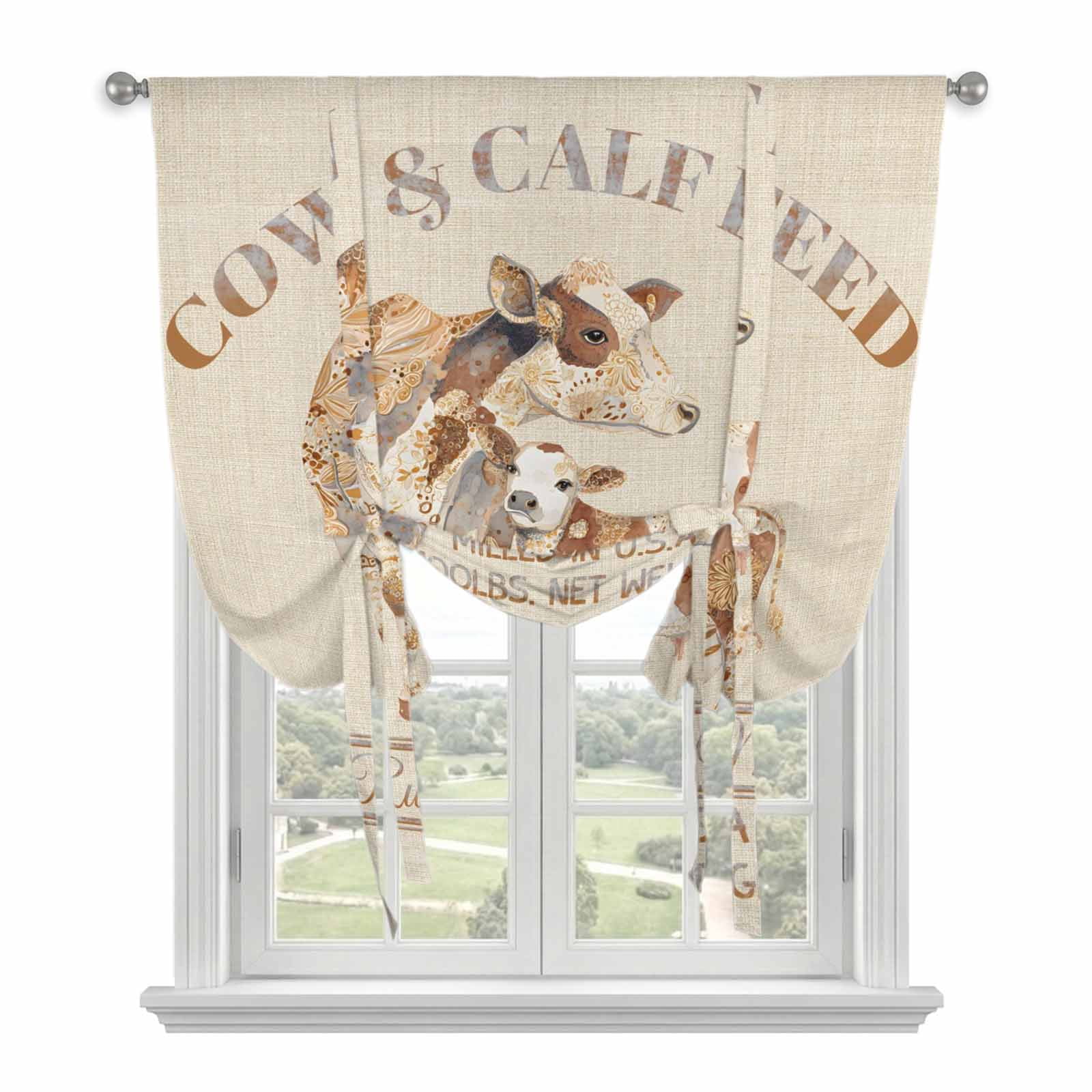 Beige Farm Animals Balloon Curtains for Living Room/French Door ...