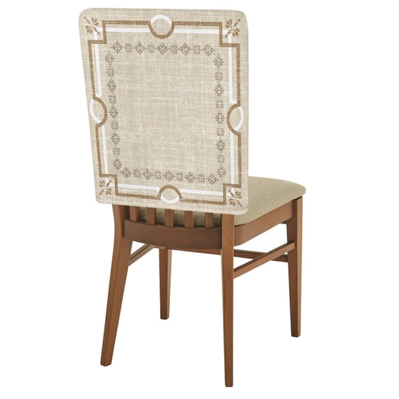 Beige Farmhouse Chair Back Covers Set of 6 Linen Texture Geometric ...