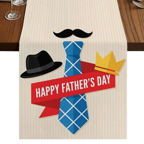 Beige Father's Day Burlap Cotton Table Runner 13x70 Inches Long, Modern ...