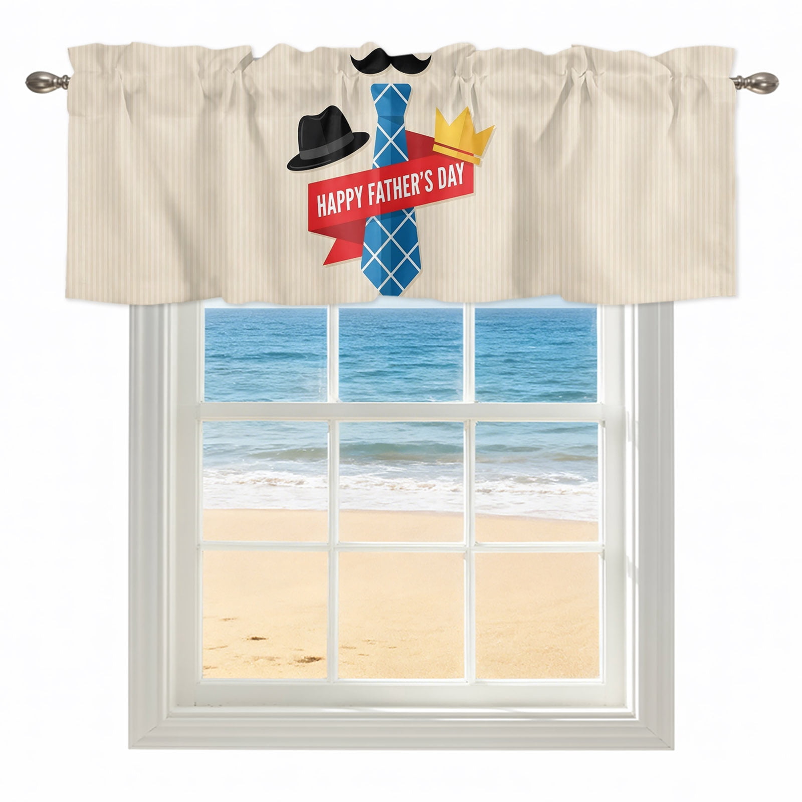 Beige Father's Day Kitchen Valances for Windows 42x18 Inch Kitchen ...
