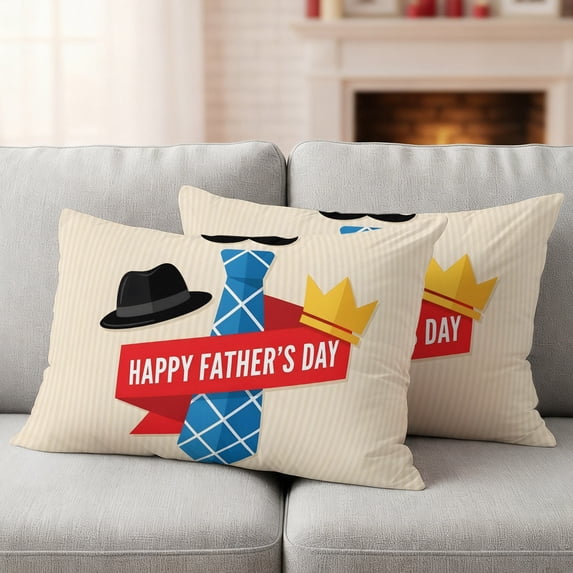 Beige Father's Day Outdoor Waterproof Throw Pillow Covers 20x12 Set of ...