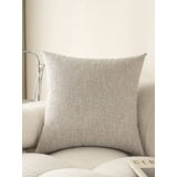 Beige Faux Linen Throw Pillow Cover With Rustic Woven Texture, Modern ...