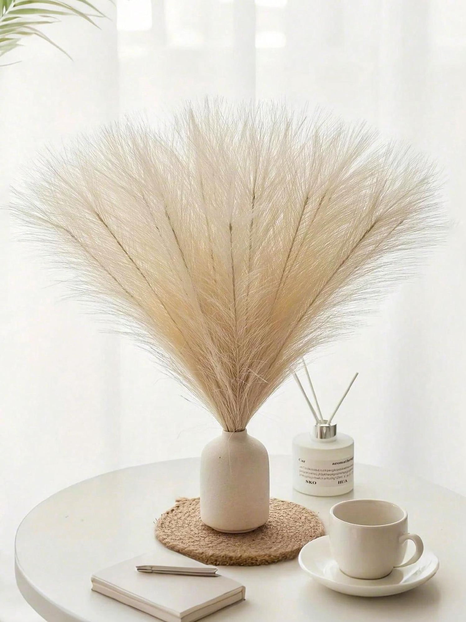 Beige Faux Pampas Grass Artificial Reeds Fluffy Decor for Weddings ...