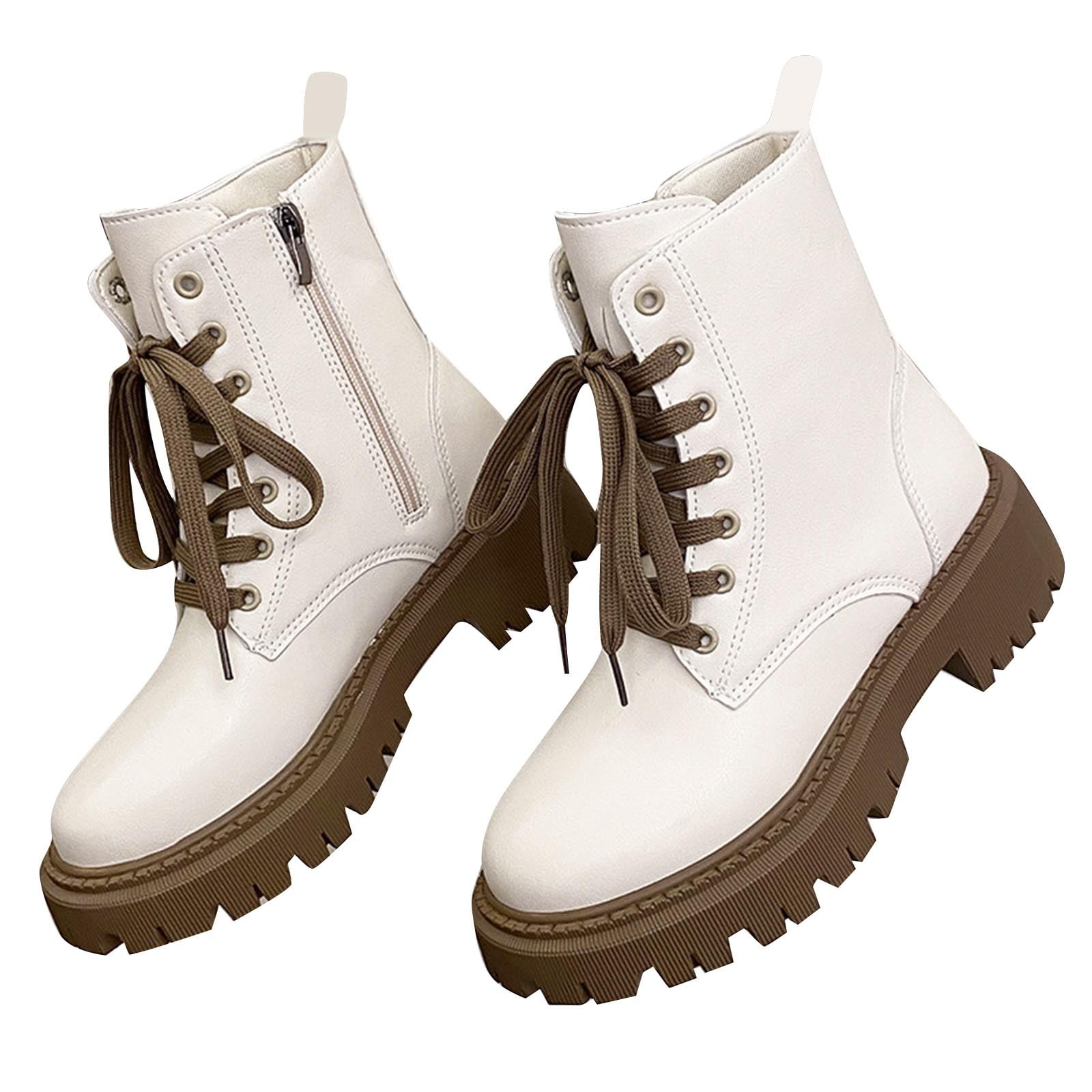 Beige Female Snow Boots With Plush Lining And Round Toe For Maximum ...