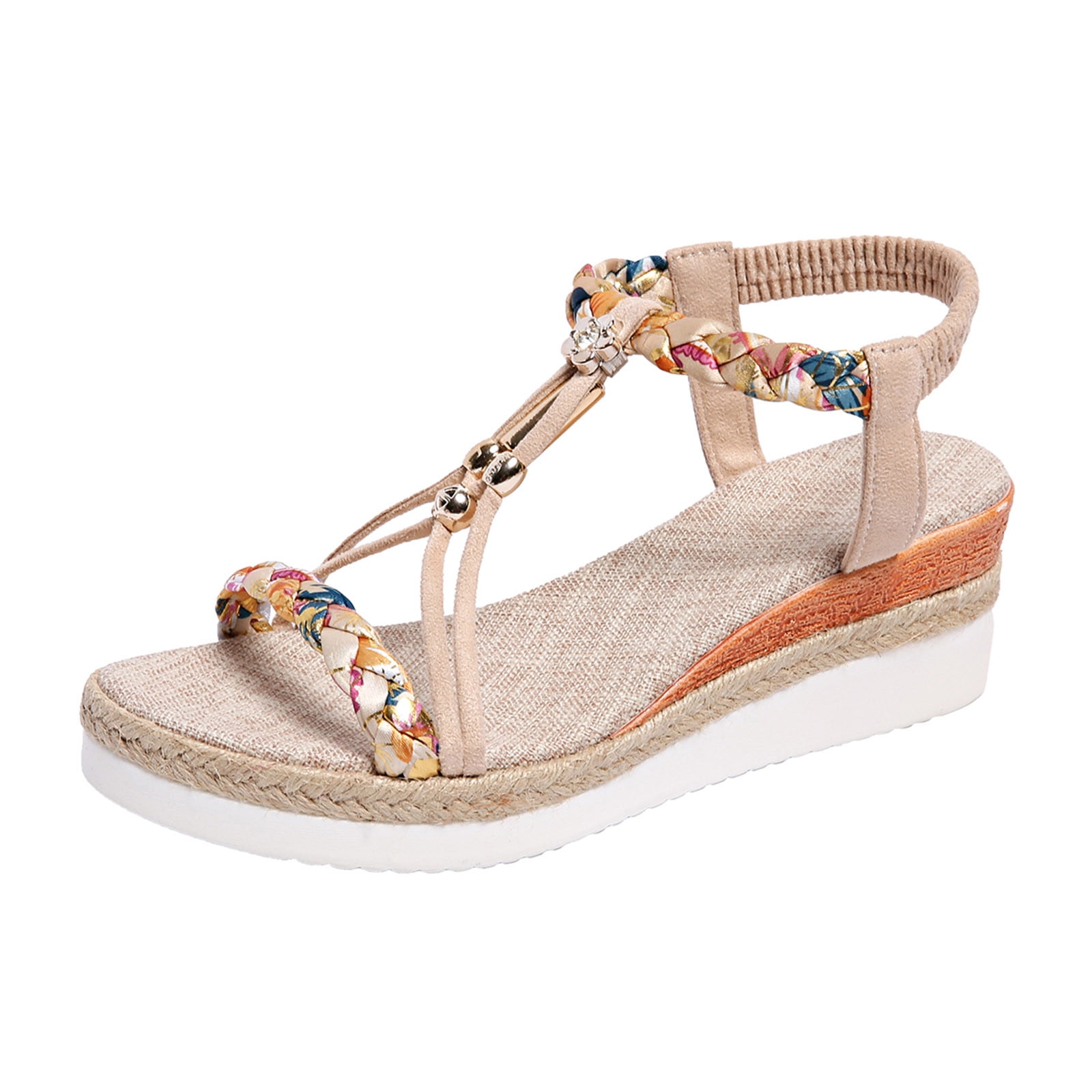 Beige Feminine Casual Sandals With Circular Toe And 2.4 Inch Heel Great ...