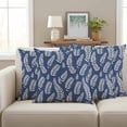 Beige Ferns Pillow Covers Set of 4, Marine Plants Fronds Floral Navy ...
