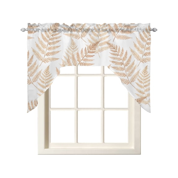Beige Ferns Swag Valances for Windows, Spring Summer Botanical Leaves ...