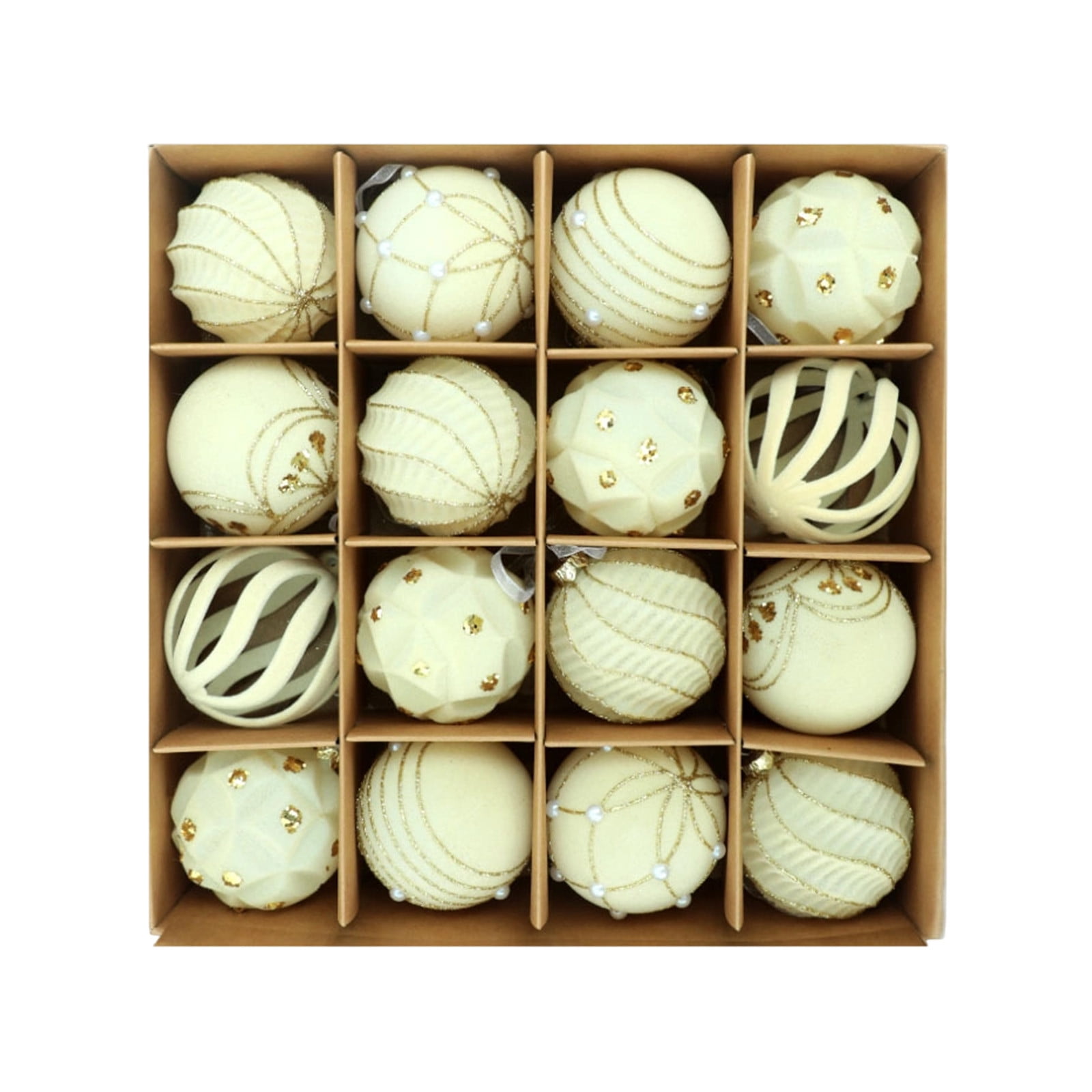 Beige Festive Ball Set For Christmas Tree Decoration Plastic Material ...