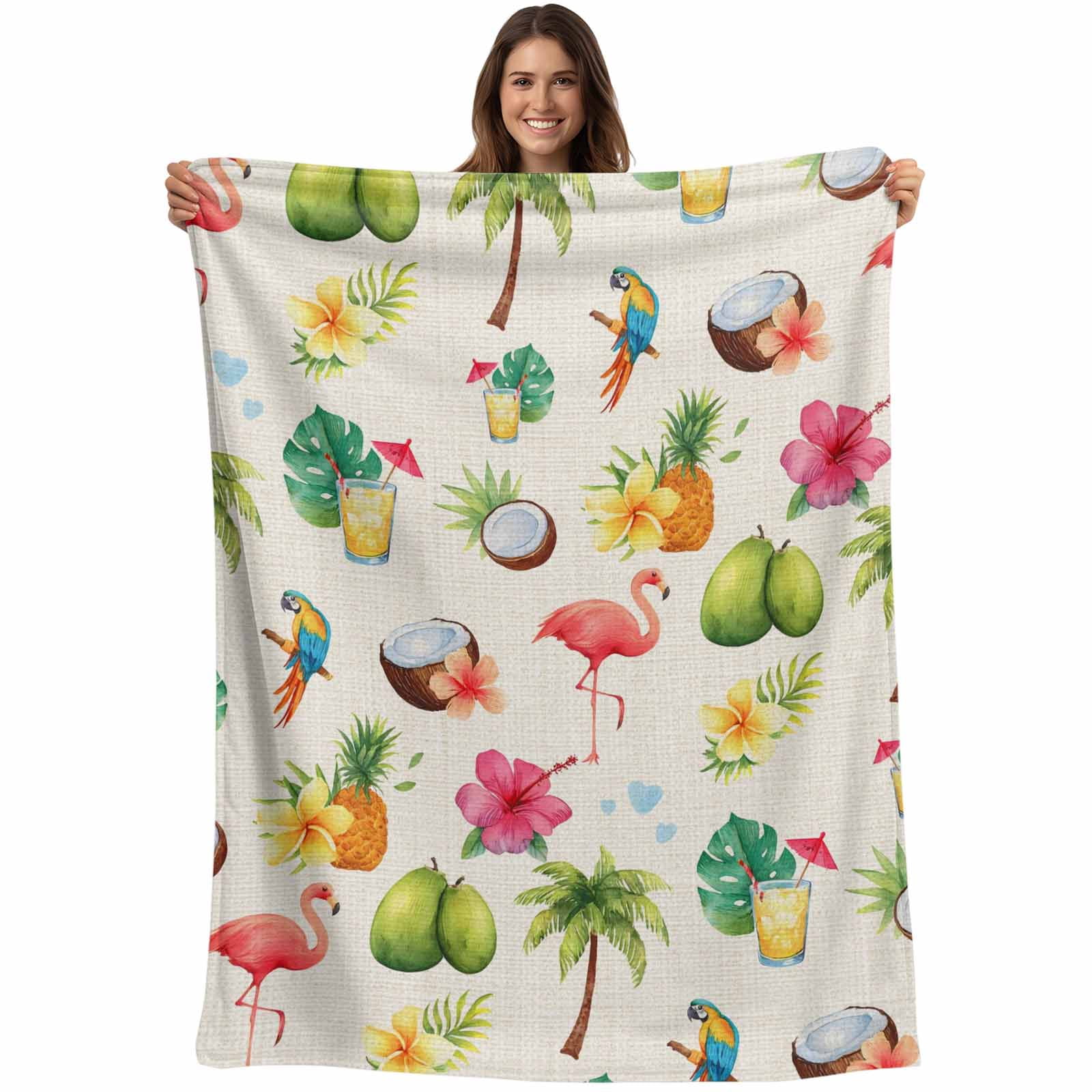 Beige Flamingos Blanket Soft Cozy Warm Twin Blanket for Bed, Plush ...