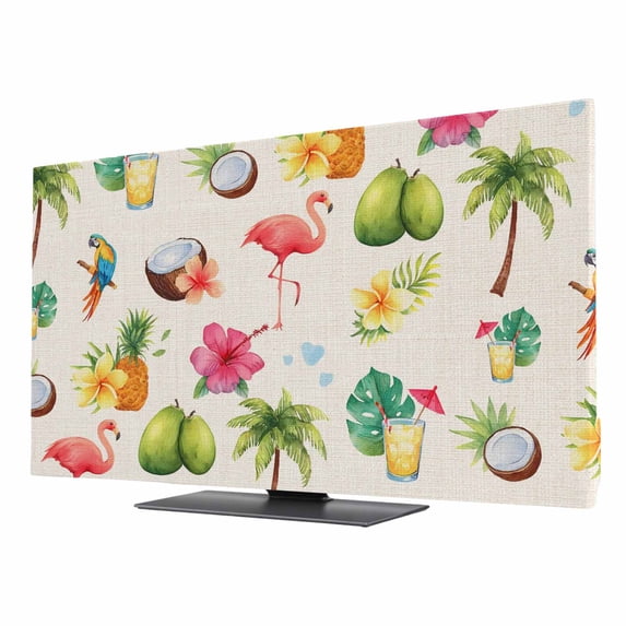Beige Flamingos TV Cover for 24 Inch Screen,Stretch Fabric Dustproof TV ...