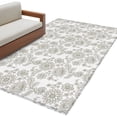 Beige Floral Area Rug Washable 3x5 Entryway Rug Non-Slip Indoor Low ...
