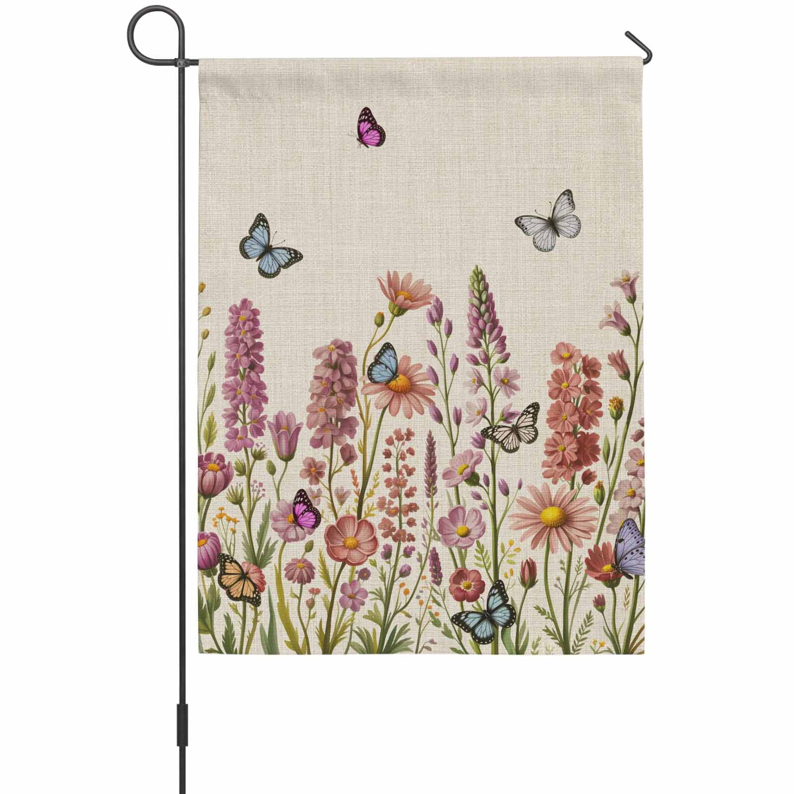 Beige Floral Garden Flag 12 x 18 Inches, Spring Lavender Wildflowers ...