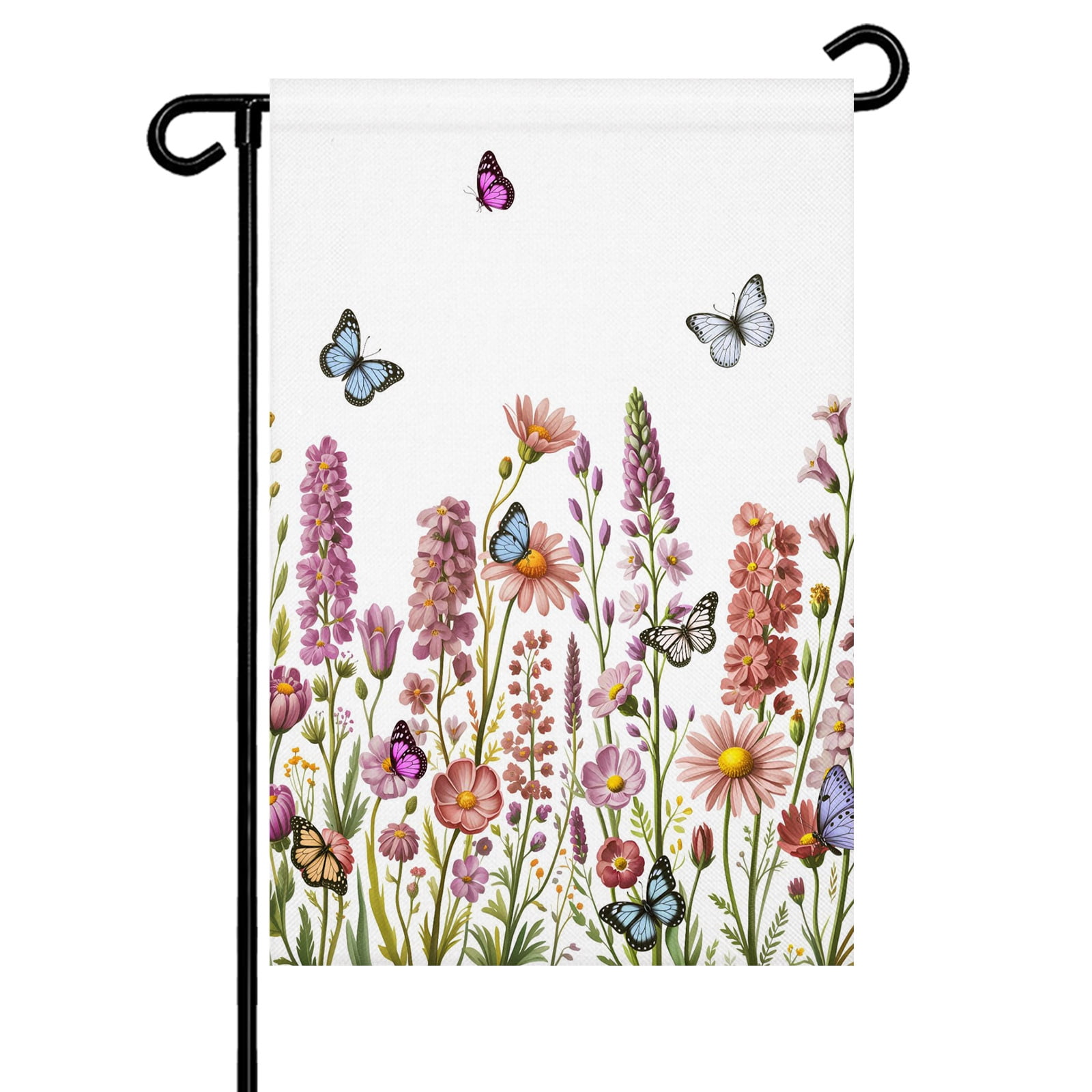 Beige Floral Garden Flag 12x18 Inch Spring Lavender Wildflowers Blue ...
