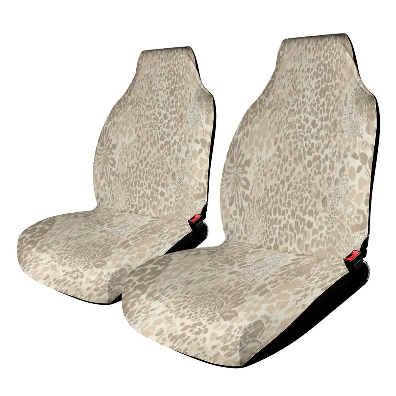 Beige Floral Leopard Print Car Seat Covers Front Seats Universal Fit ...