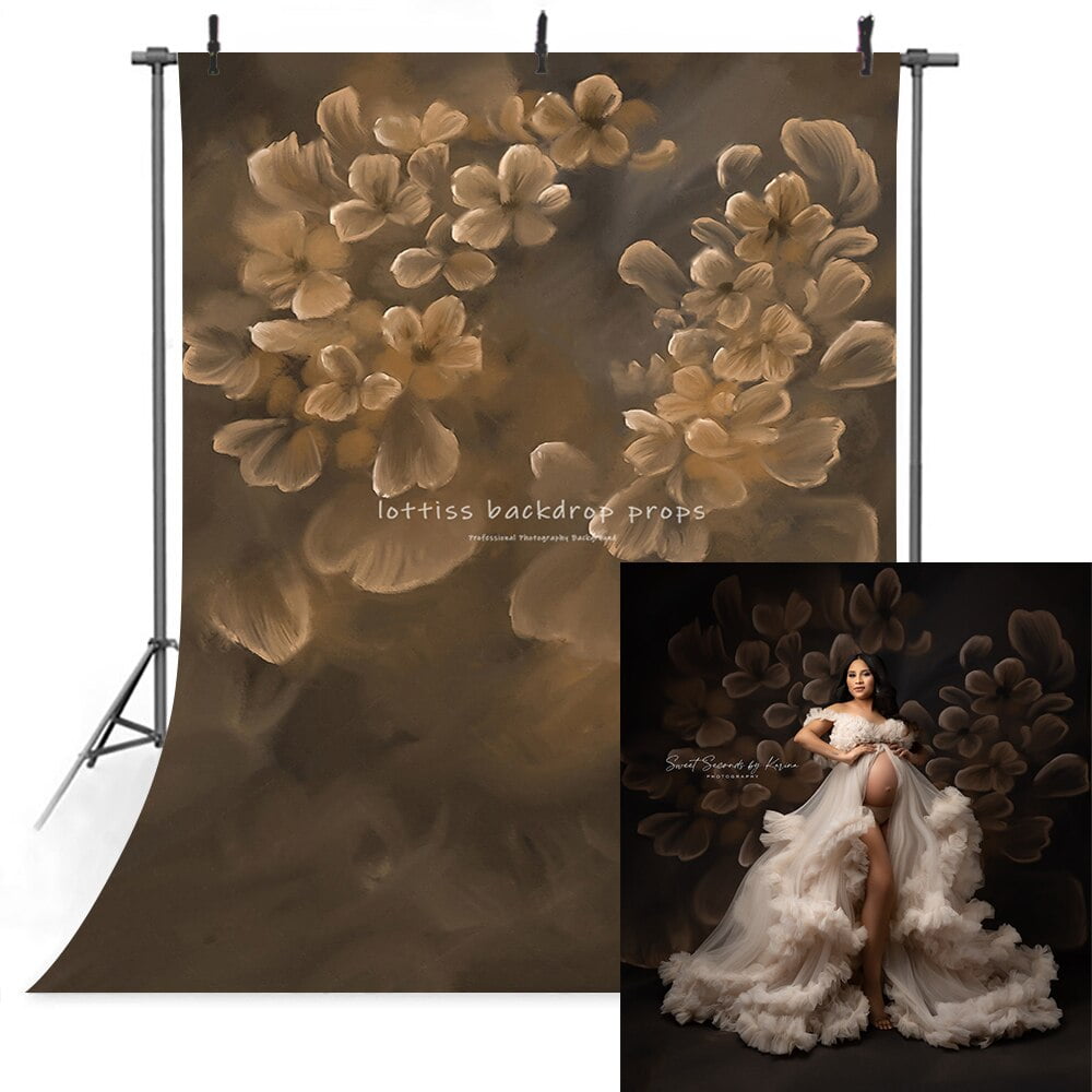 Beige Floral Photography Backdrops Pregnant Woman Portrait Gril Child ...