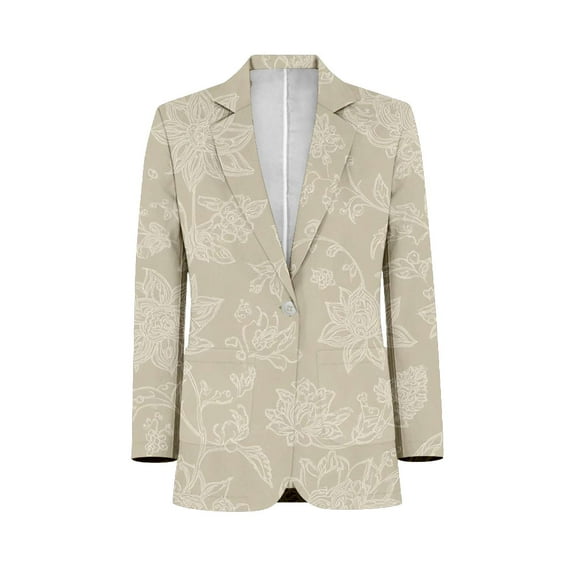 Beige Floral Seamless Pattern Mens Suits Shawl Collar Slim Fit Suit ...