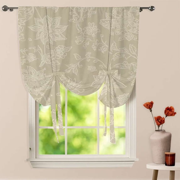 Beige Floral Seamless Pattern Window Curtain for Living Room Roman ...