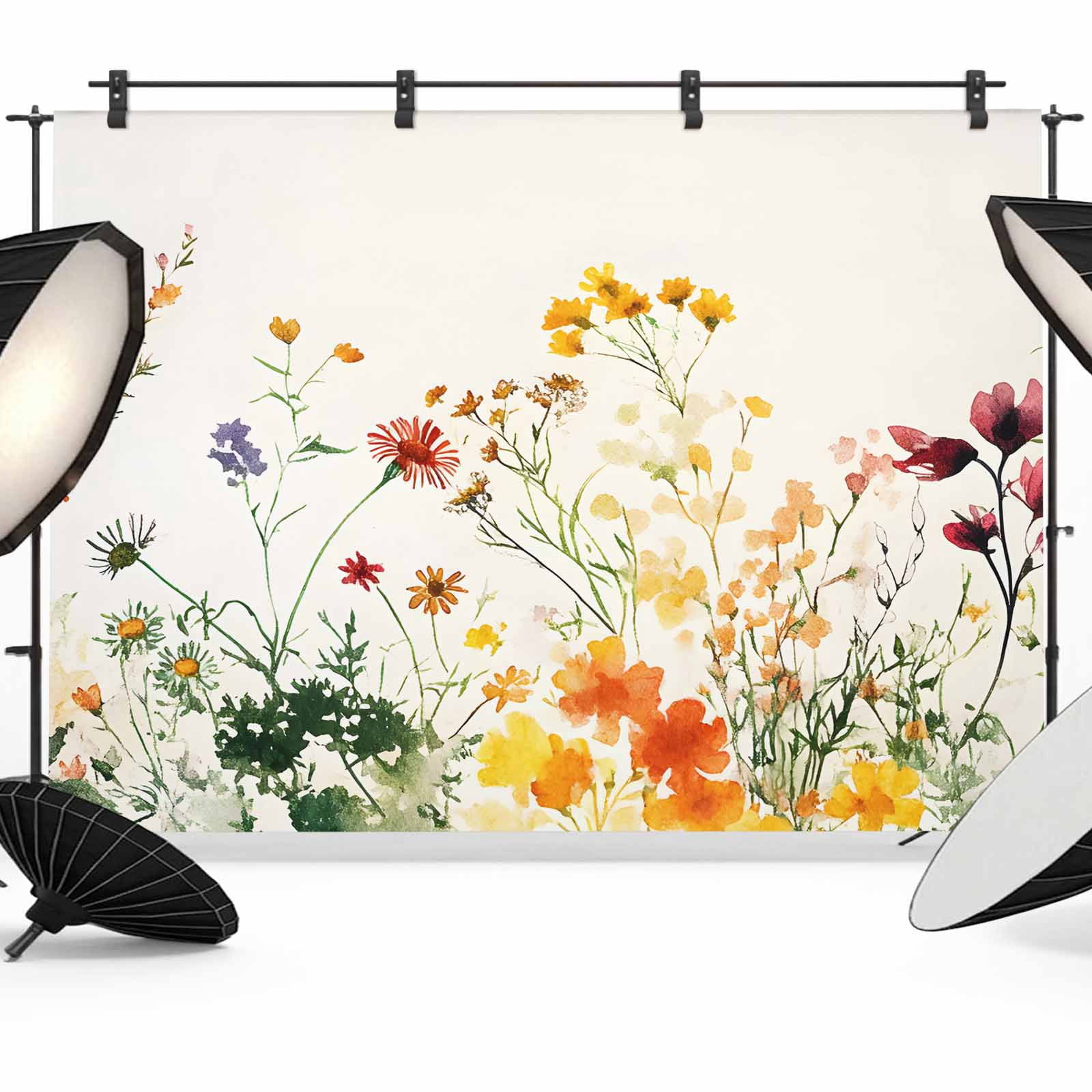 Beige Floral Spring Backdrop for Photography, Fabric Photo Background ...