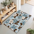 Beige Flowers Brown Leaves on Blue Rectangle Rug 2'x3' Retro Floral ...