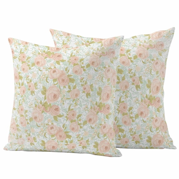 Beige Flowers Outdoor Pillow Covers 18"x18" Set of 2,Waterproof Throw ...