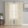 Beige Flowers Semi Sheer Curtains 96 Inch Length 2 Panels Set, Spring ...