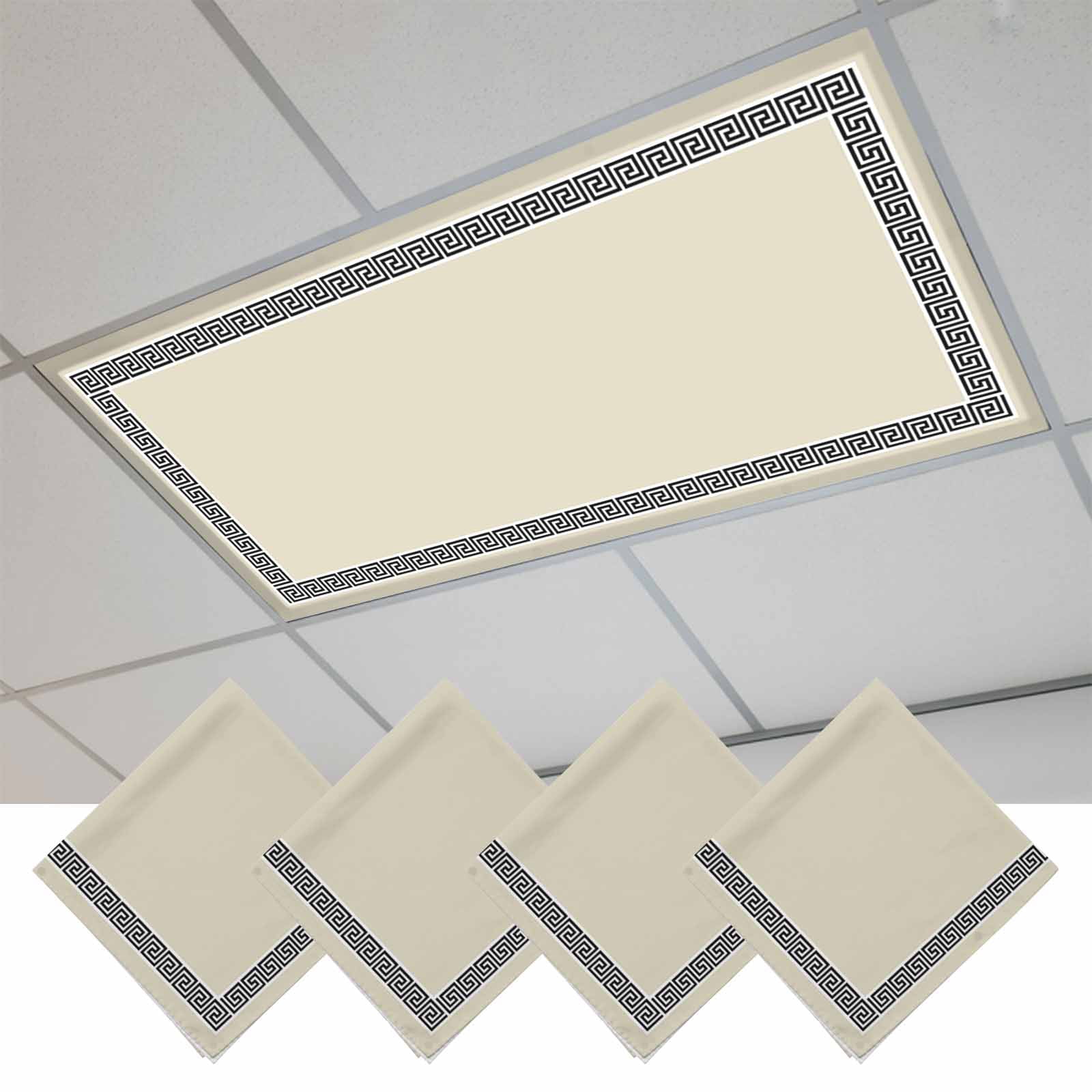 Beige Fluorescent Light Covers, Black Modern Geometric Abstract Art ...