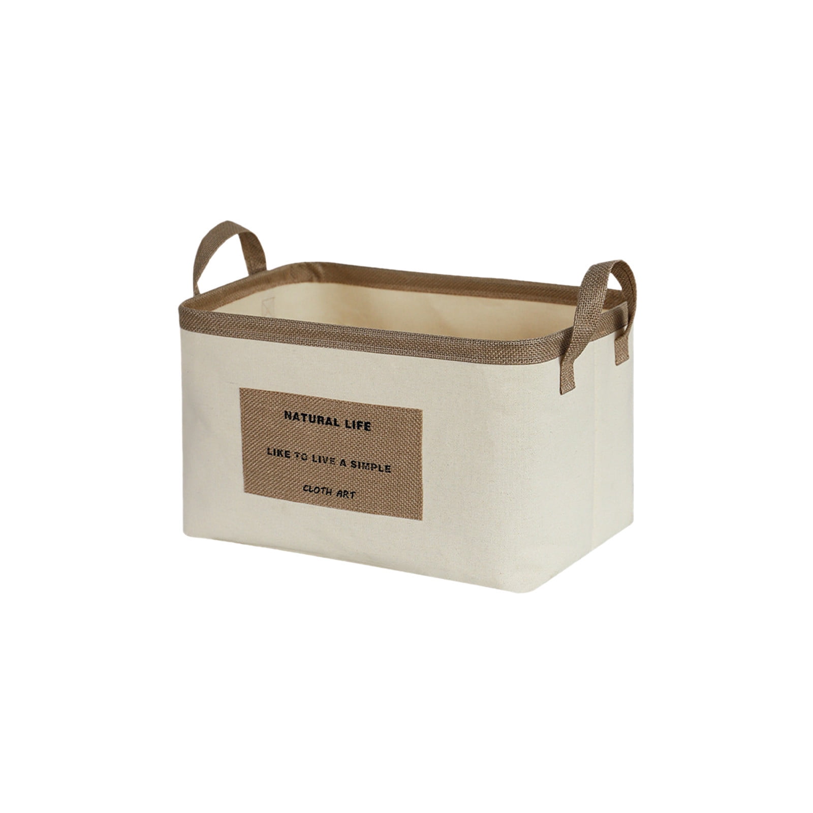 Beige Foldable Canvas Storage Box with Handles - Versatile, Space ...